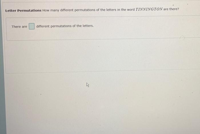 Solved Letter Permutations How many different permutations | Chegg.com