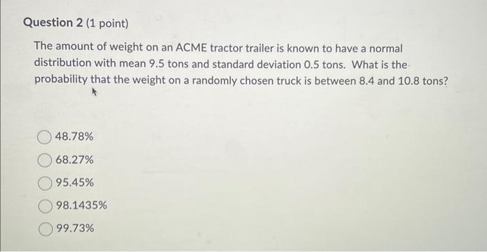 Solved The amount of weight on an ACME tractor trailer is | Chegg.com
