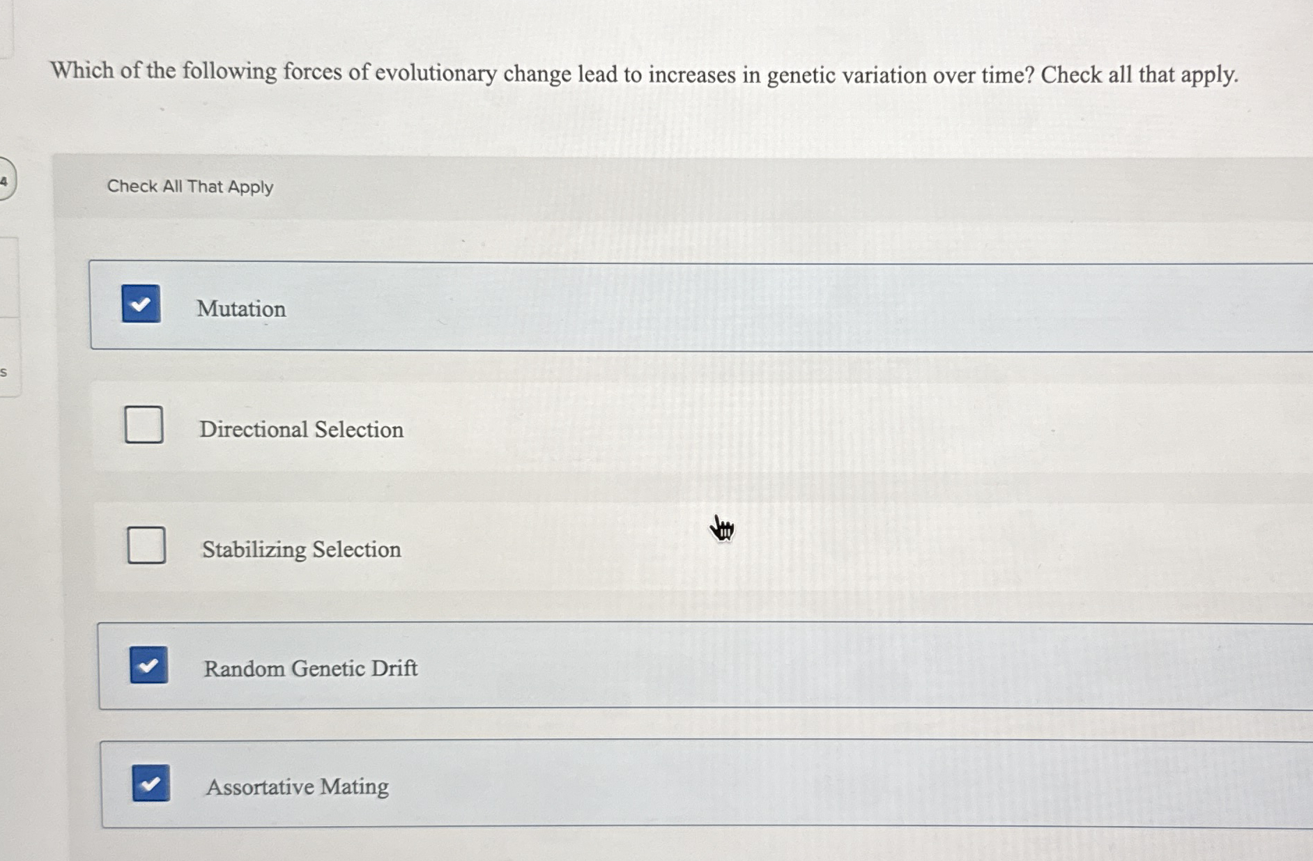 Solved Which of the following forces of evolutionary change | Chegg.com
