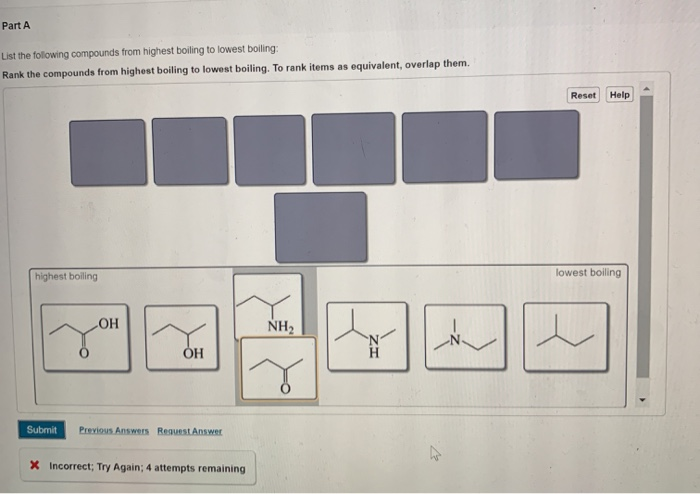 Solved Part A List the following compounds from highest | Chegg.com
