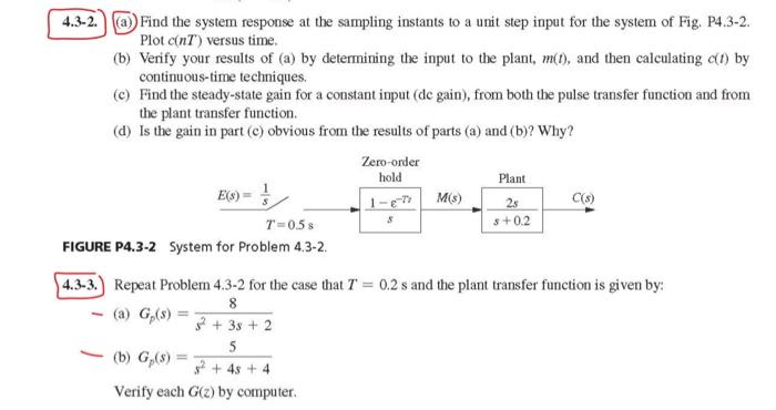 Solved 4.3-2. a) Find the system response at the sampling | Chegg.com