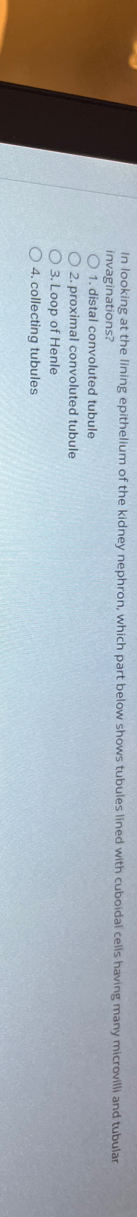 Solved In looking at the lining epithelium of the kidney | Chegg.com