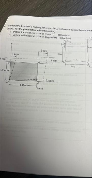 Solved The deformed state of a rectangular region ABCD is | Chegg.com