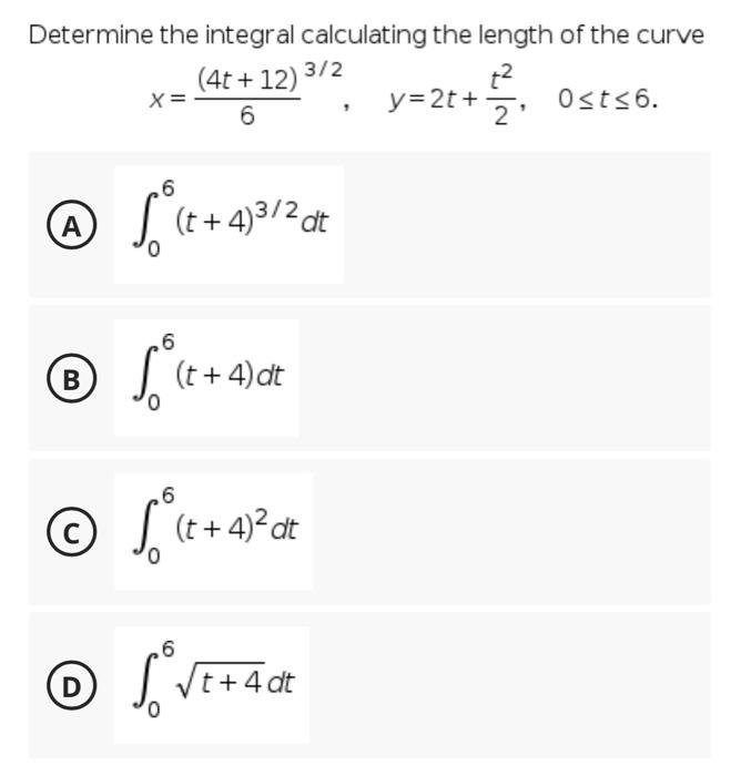 Solved Determine the integral calculating the length of the | Chegg.com