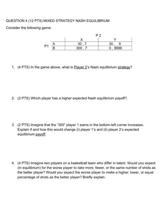 Solved QUESTION 3 (12 PTS) SEQUENTIAL GAMES Imagine we have | Chegg.com Solved QUESTION 3 (12 PTS) SEQUENTIAL GAMES Imagine we have | Chegg.com