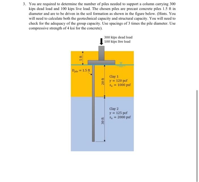 Solved 3. You are required to determine the number of piles | Chegg.com
