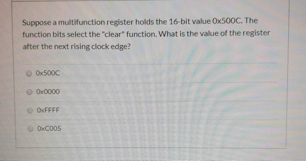 Solved Suppose a multifunction register holds the 16-bit | Chegg.com