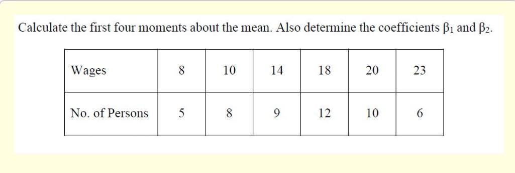 Solved Calculate the first four moments about the mean. Also | Chegg.com