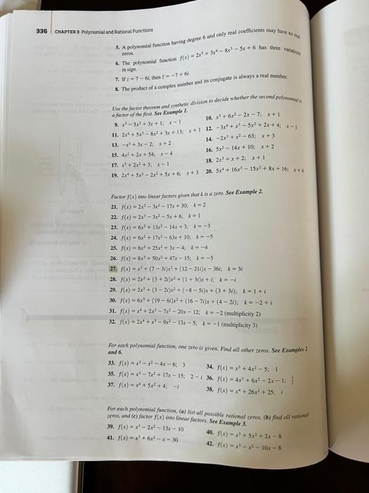 Solved 336 CHAPTER 3 Polynomial and Rational Functions 5. A | Chegg.com