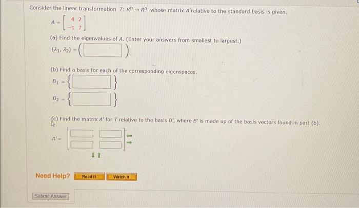 Solved Consider the linear transformation T:Rn→Rn whose | Chegg.com