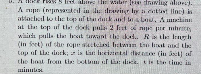 Solved 5. A dock rises 8 feet above the water (see drawing | Chegg.com