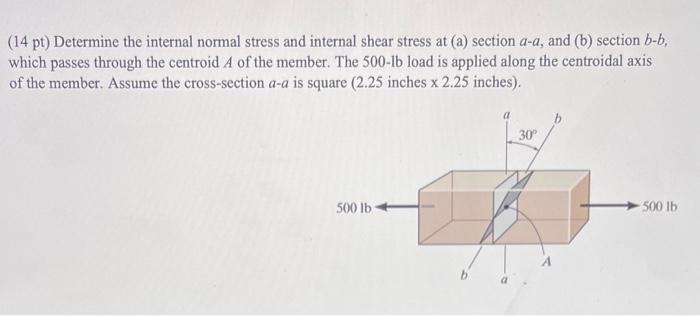 (14 pt) Determine the internal normal stress and | Chegg.com