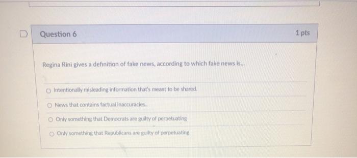 Solved Question 6 1 pts Regina Rini gives a definition of | Chegg.com