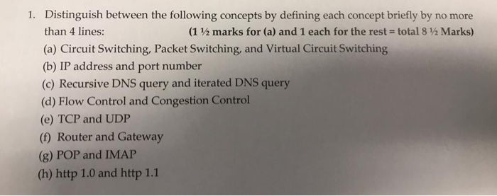 Solved 1. Distinguish between the following concepts by | Chegg.com