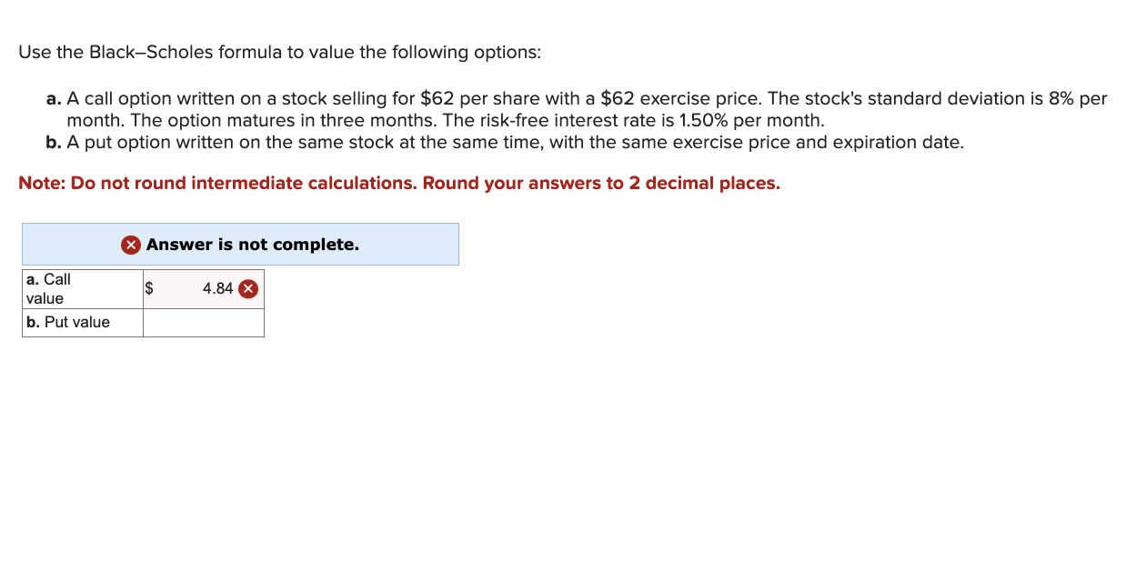 Solved Use the Black-Scholes formula to value the following | Chegg.com