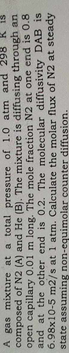 Solved A gas mixture at a total pressure of 1.0atm and 298K | Chegg.com