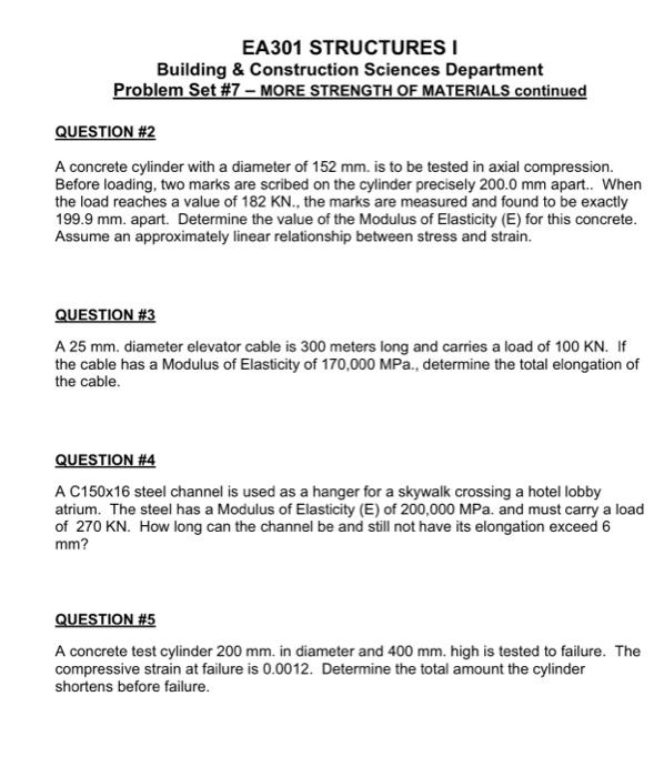 Solved EA301 STRUCTURES I Building & Construction Sciences | Chegg.com