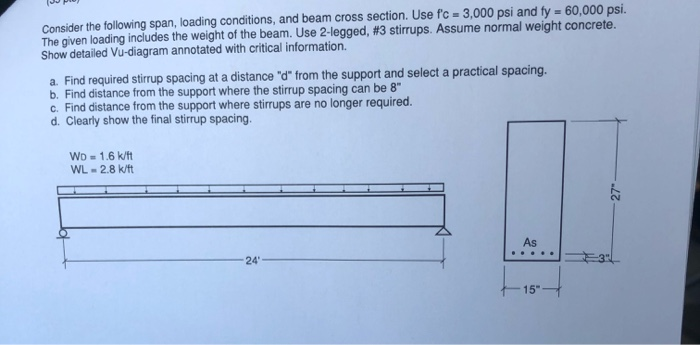 Solved Joy Consider the following span, loading conditions, | Chegg.com