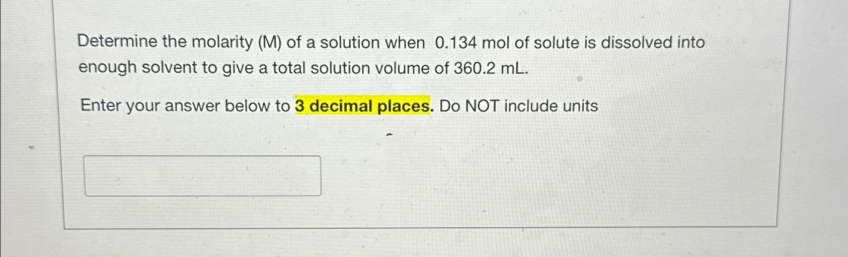 Solved Determine the molarity (M) ﻿of a solution when | Chegg.com