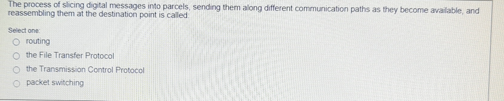 Solved The process of slicing digital messages into parcels, | Chegg.com