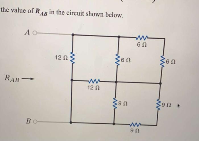 Solved the value of RAB in the circuit shown below. | Chegg.com