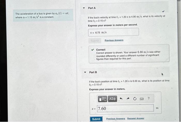 Solved The acceleration of a bus is given by az(t)=αt. where | Chegg.com