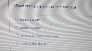 Solved Mixed cranial nerves contain axons | Chegg.com