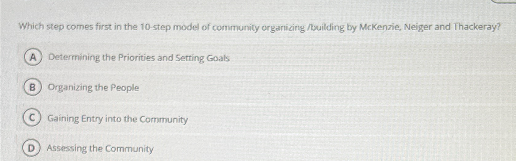 Solved Which step comes first in the 10 -step model of | Chegg.com