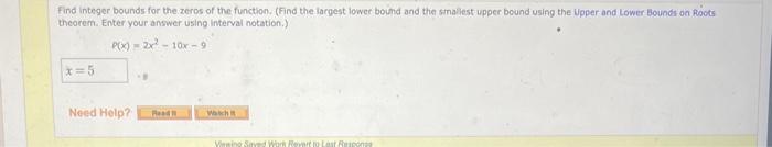 Solved Find integer bounds for the zeros of the function. | Chegg.com