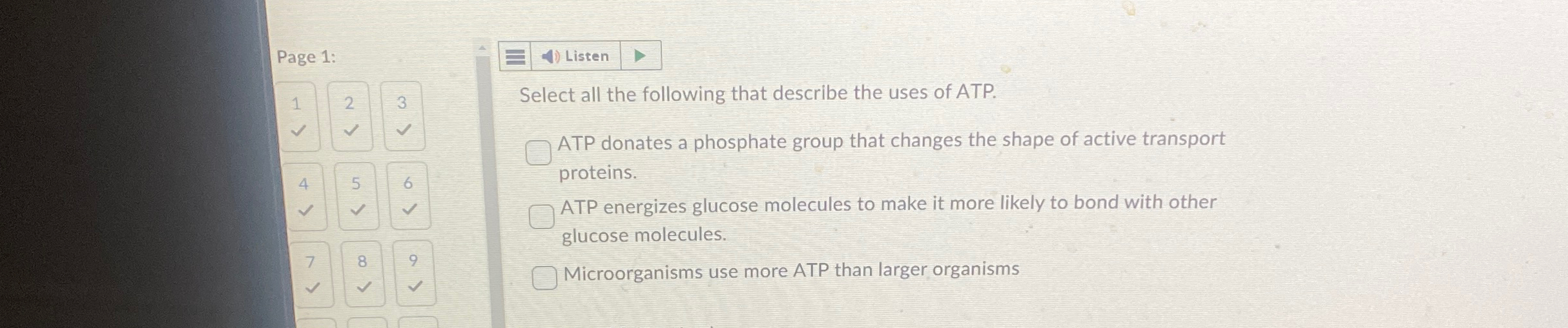 Solved Page 1: Listen123Select all the following that | Chegg.com
