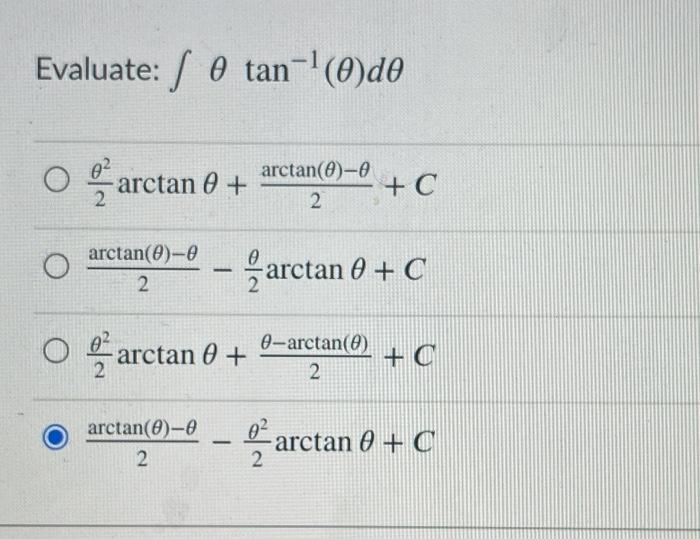 Solved Evaluate: , & tan-'(0)do o ea arctan 0 + arctan(@)- 2 | Chegg.com