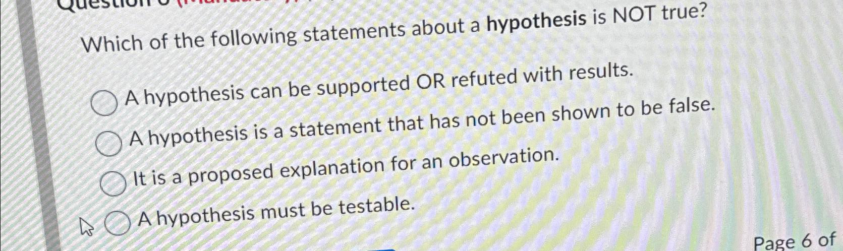 Solved Which of the following statements about a hypothesis | Chegg.com