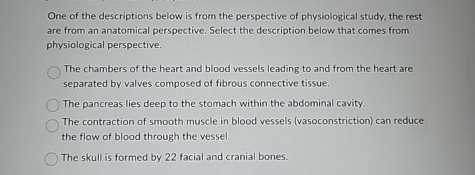 Solved One of the descriptions below is from the perspective | Chegg.com