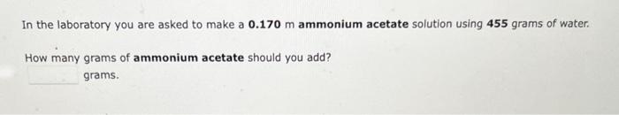 Solved In the laboratory you are asked to make a 0.170 m | Chegg.com