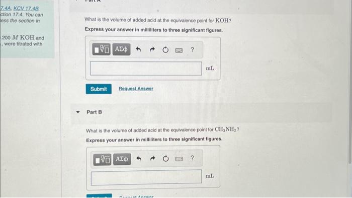 Solved Two 25.0 mL samples, one 0.200MKOH and the other | Chegg.com