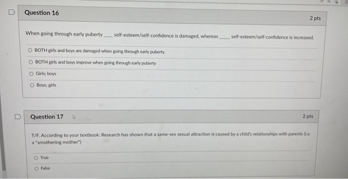 Solved When going through early puberty | Chegg.com