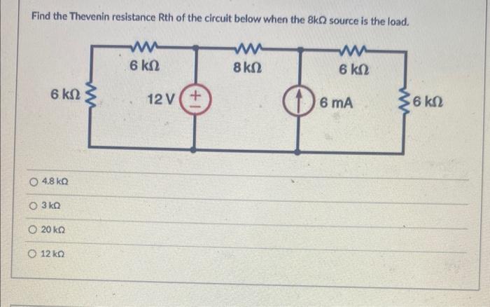 Solved Find the Thevenin resistance Rth of the circuit below | Chegg.com