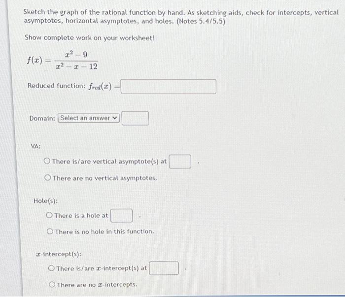 Solved Sketch the graph of the rational function by hand. As | Chegg.com