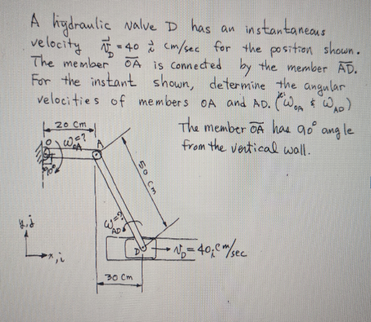 Solved A higdranlic valve D ﻿has an instantaneous velocity | Chegg.com