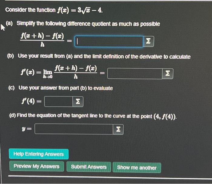 Solved Consider the function f(x)=3x−4. a) Simplify the | Chegg.com