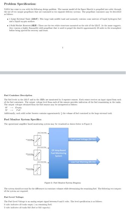 Solved Problem Specification: sor follower: 1 Fuel Cont | Chegg.com