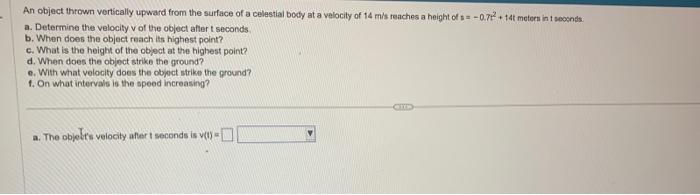 Solved An object thrown vertically upward from the surface | Chegg.com