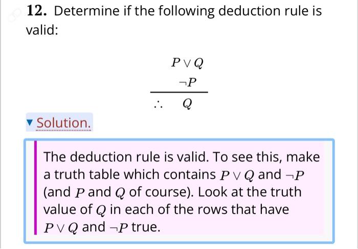 Solved 12. Determine if the following deduction rule is | Chegg.com