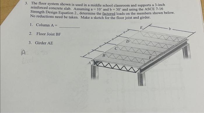 Solved The floor system shown is used in a middle school | Chegg.com