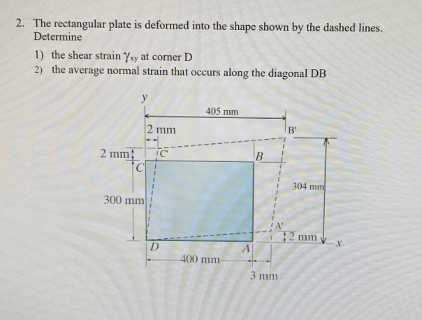 Solved 2. The rectangular plate is deformed into the shape | Chegg.com