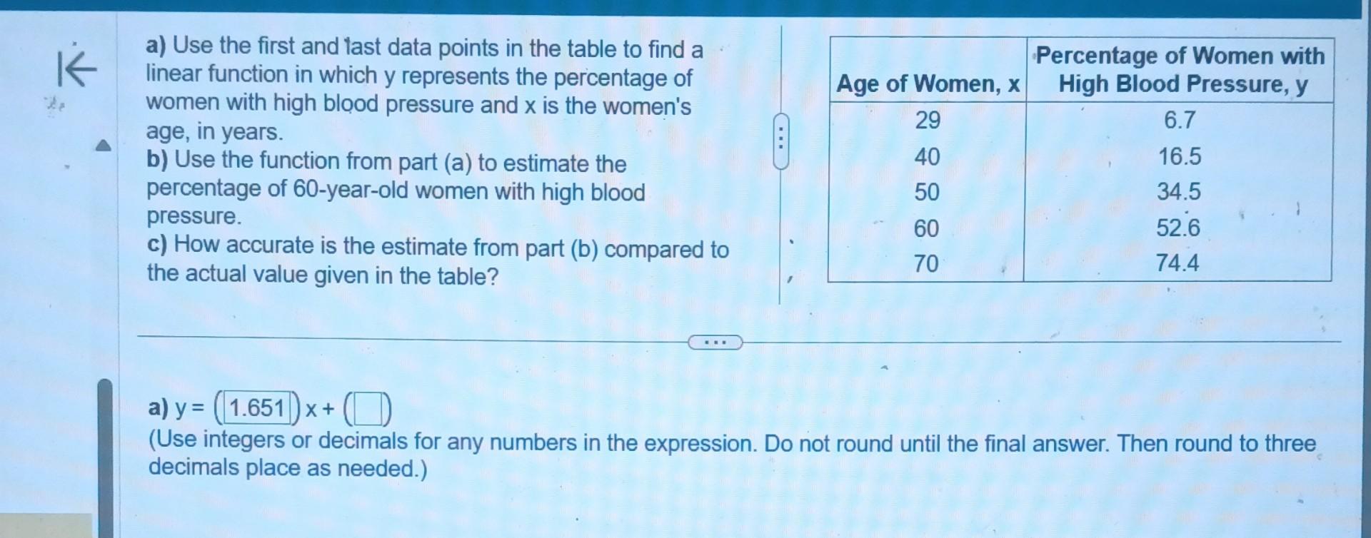 Solved a) Use the first and last data points in the table to | Chegg.com