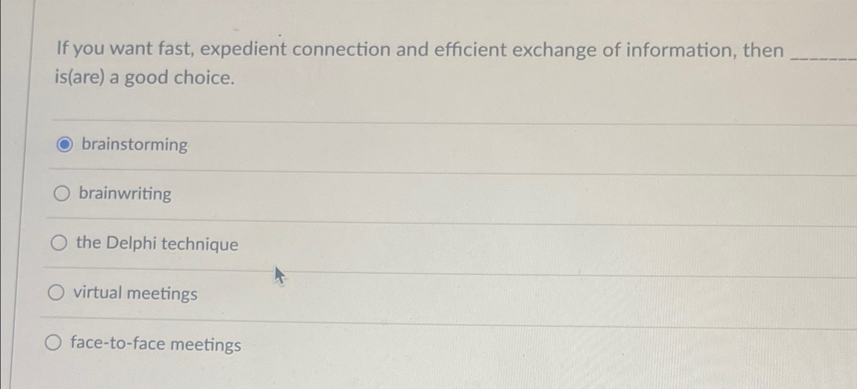 Solved If you want fast, expedient connection and efficient | Chegg.com