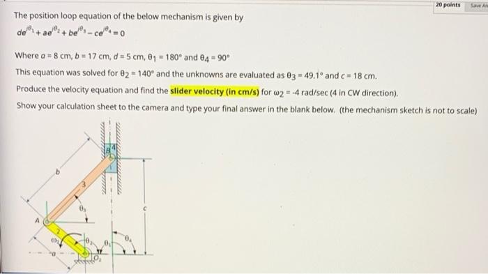 Solved 20 points Save AB The position loop equation of the | Chegg.com