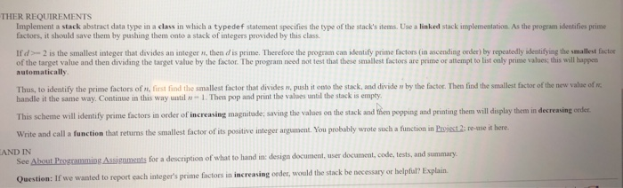 Solved PRIME FACTORIZATION USING A LINKED-LIST-BASED STACK | Chegg.com