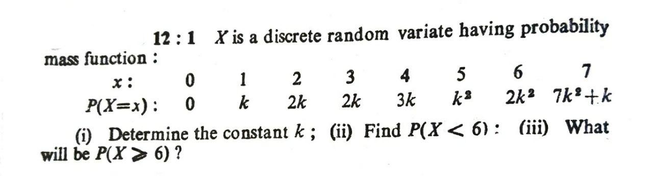 Solved 12:1 X is a discrete random variate having | Chegg.com